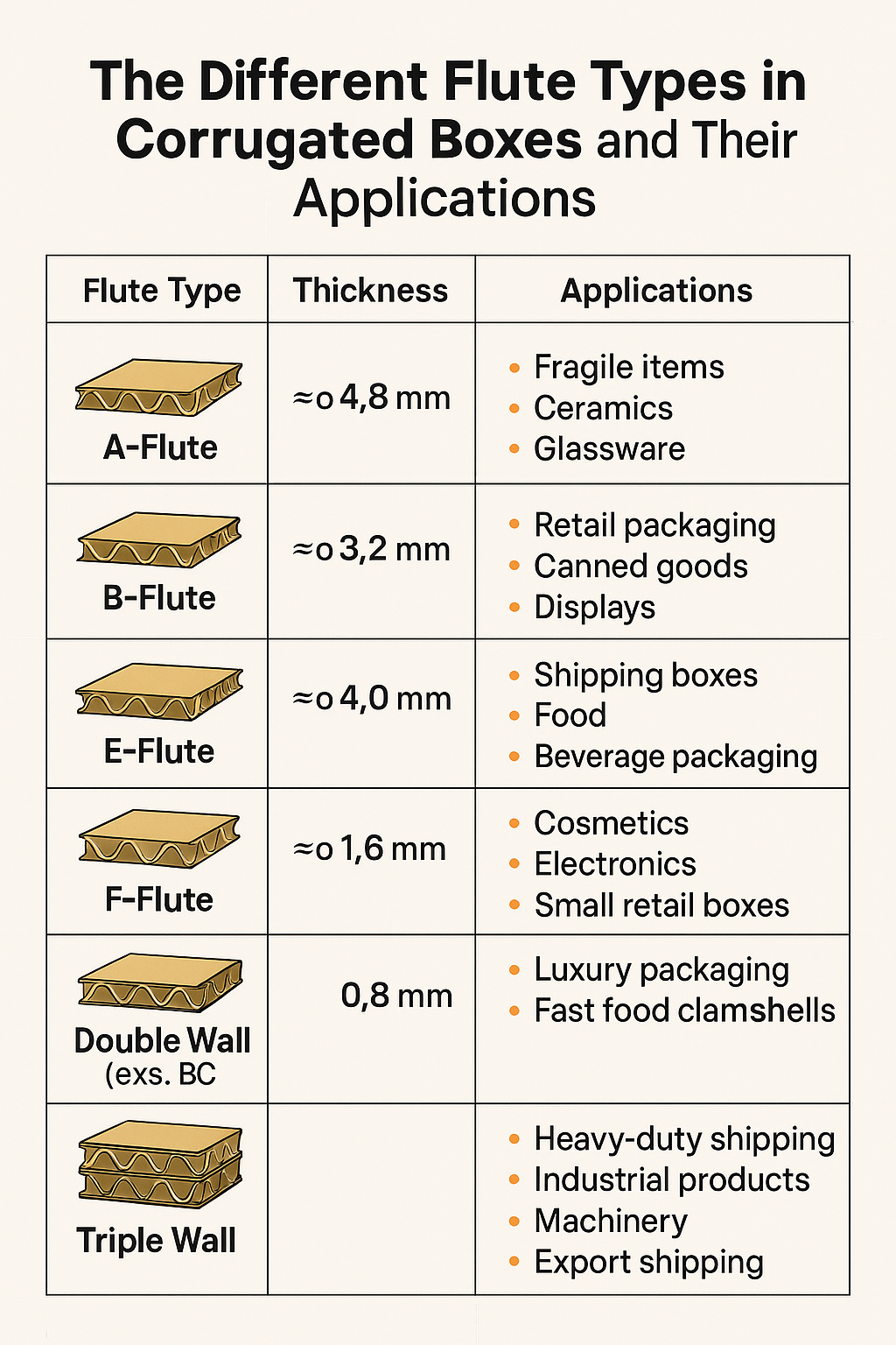 The Different Flute Types in Corrugated Boxes and Their Applications